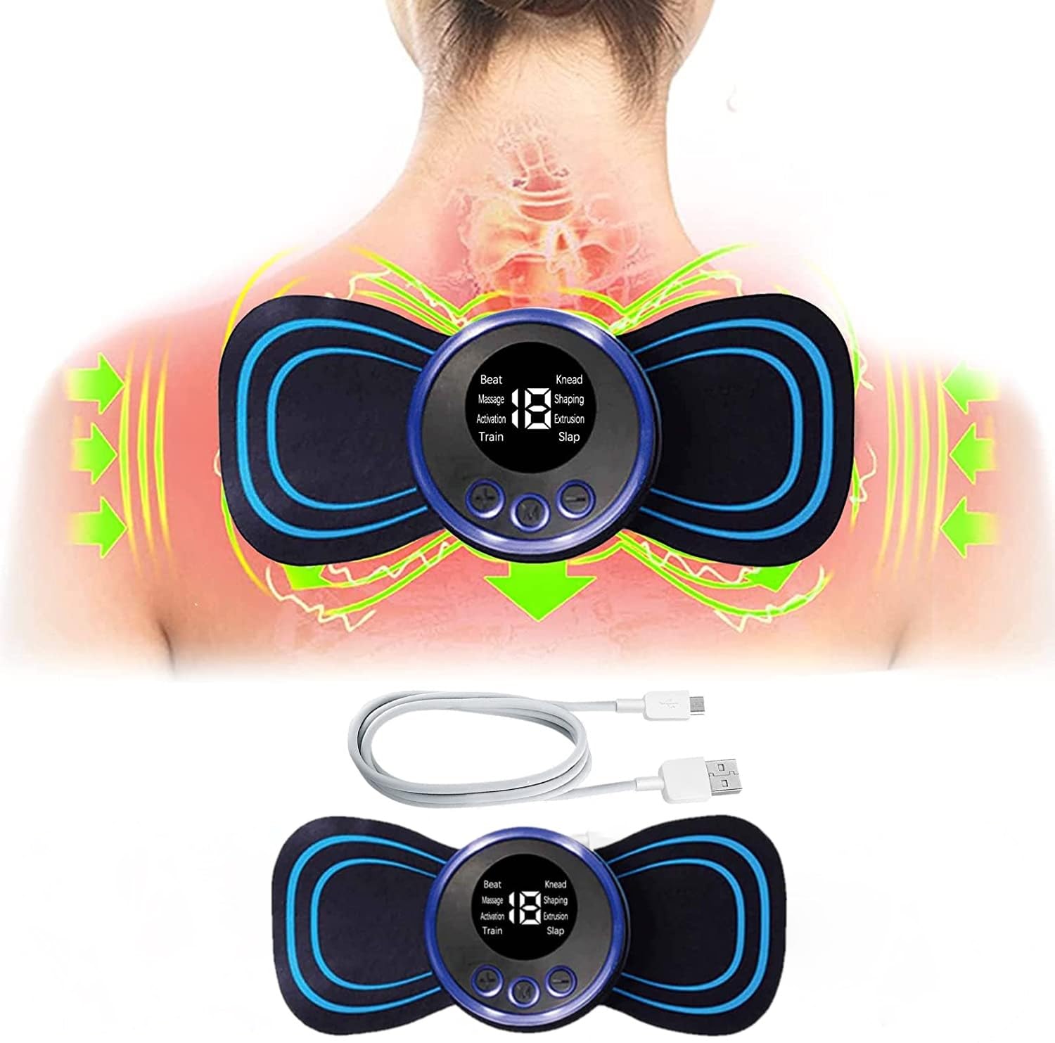 Rechargeable Pain Relief EMS Body Massager, Portable Neck Massager wit ...
